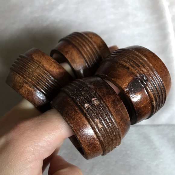 Vintage | Dining | Vintage Wooden Napkin Ring Set | Poshmark